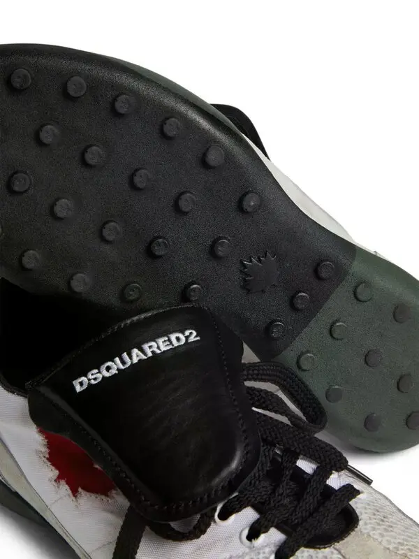 Dsquared2 Maple Leaf Leather Sneakers - Neutrals