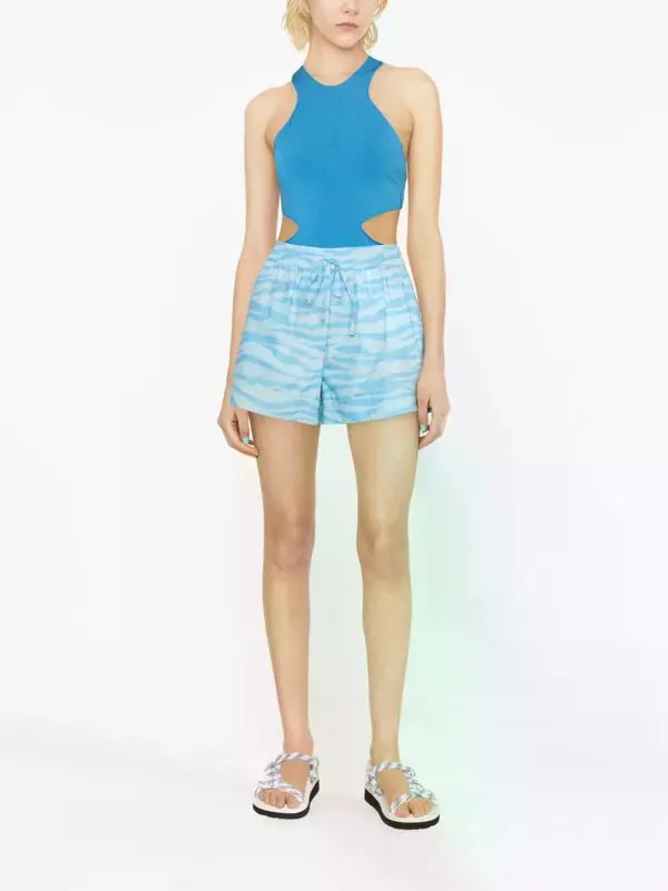 GANNI Zebra-print Organic Cotton Shorts