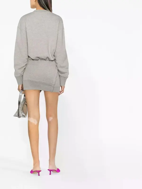 Attico Gathered-sleeve Sweatshirt Mini Dress
