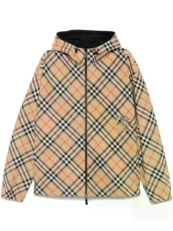 Burberry Checked Reversible Drawcord Hood Jacket - Neutrals