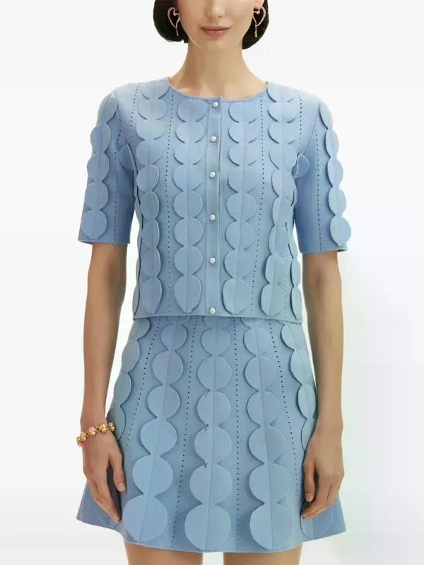 Oscar De La Renta Geometric Circle Pattern Cropped Cardigan
