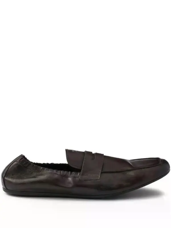 Prada Shuffle Antiqued Leather Loafers - Brown