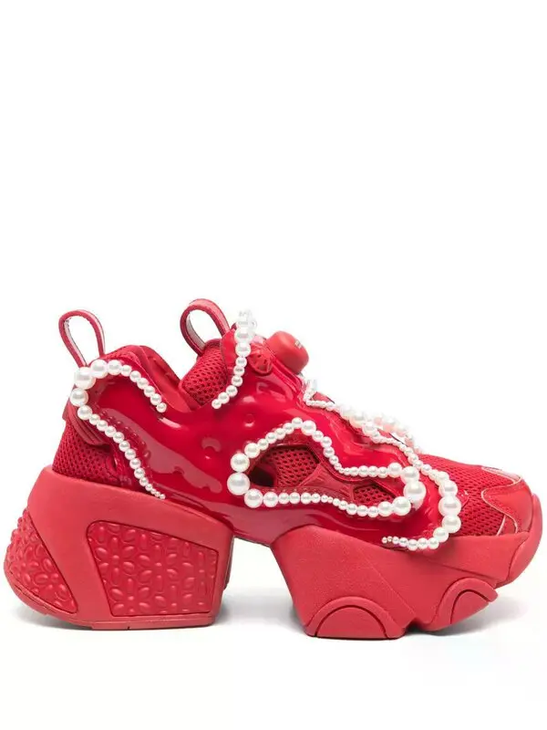Noir Kei Ninomiya X Reebok Pearl-embellished Sneakers - Red