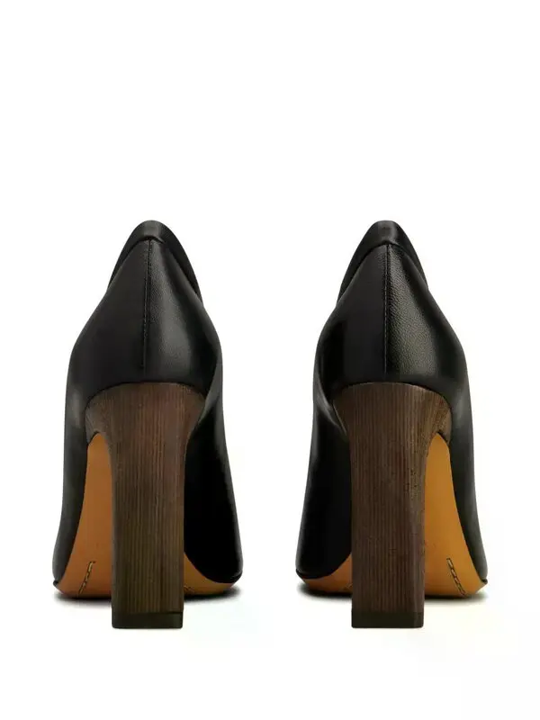 TOD'S Leather Almond Toe Block Heel Pumps