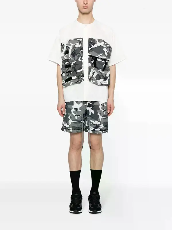 MOSTLY HEARD RARELY SEEN Quilted Camouflage Print Drawstring Waist Shorts - Multicolour