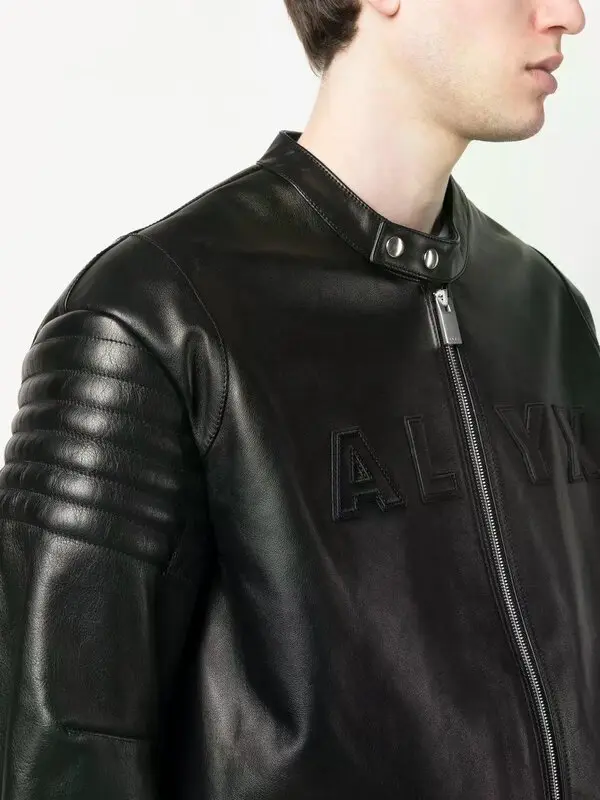 1017 Alyx 9sm Logo Embossed Leather Zip-up Jacket