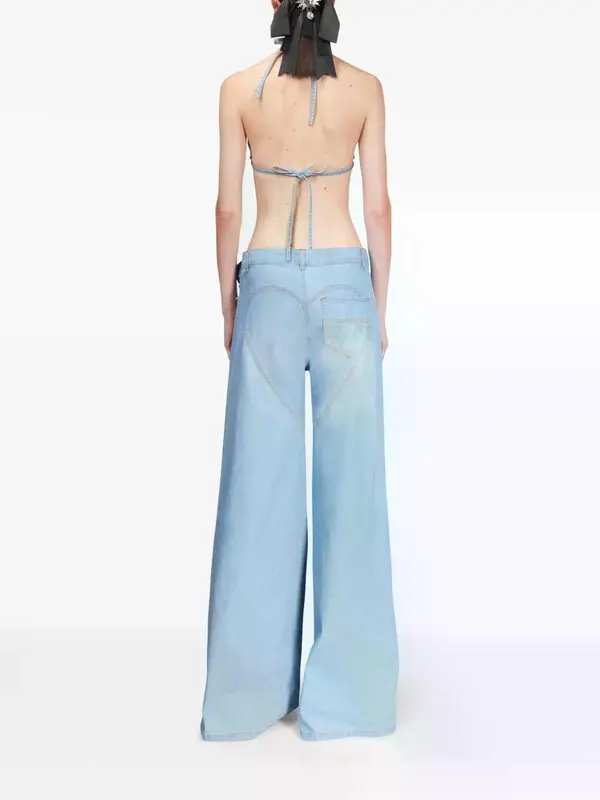 AREA Wide-leg Jeans With Floral Appliqu