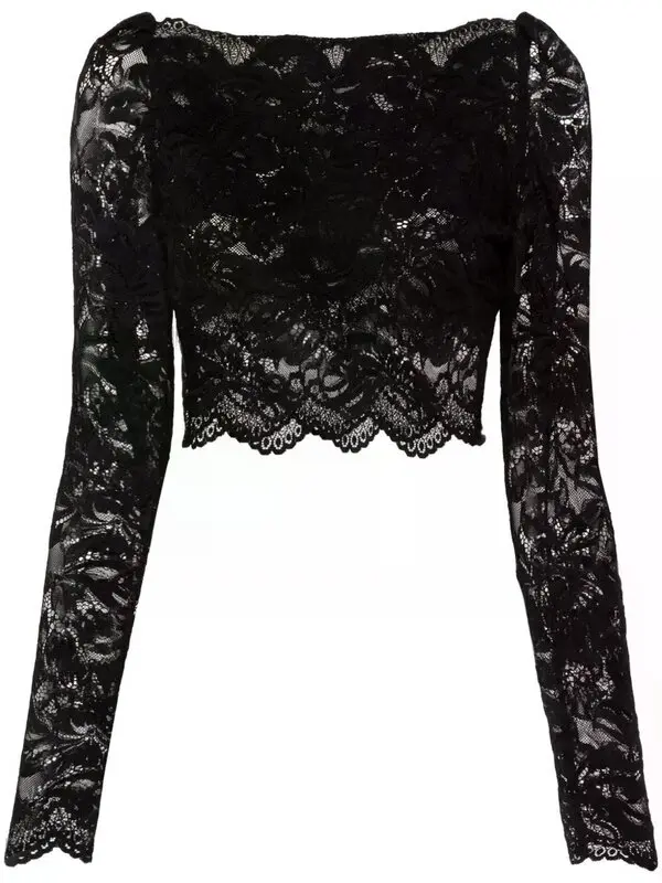 Rabanne Floral-lace Cropped Top - Black