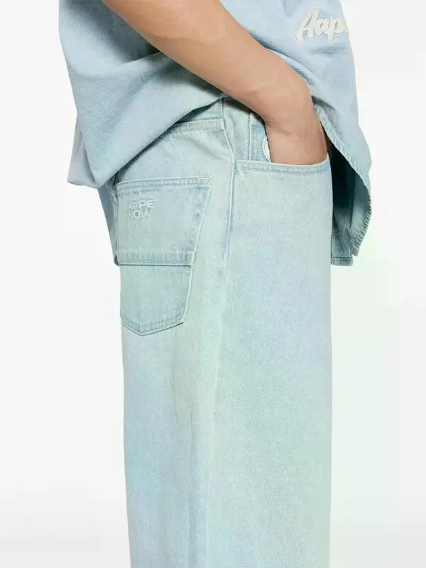 AAPE BY *A BATHING APE Light Wash Denim Shorts