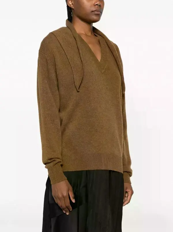 Plan C Ribbed-knit Jumper With Attached Scarf
