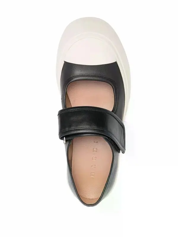 Marni Leather Mary Jane Pumps With Eyelet Detailing