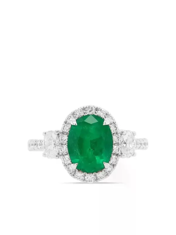 HYT JEWELRY Platinum Emerald And Diamond Ring - Silver