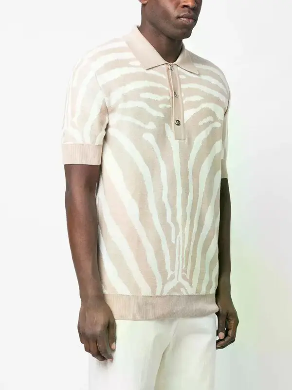 Balmain Zebra-jacquard Polo Shirt