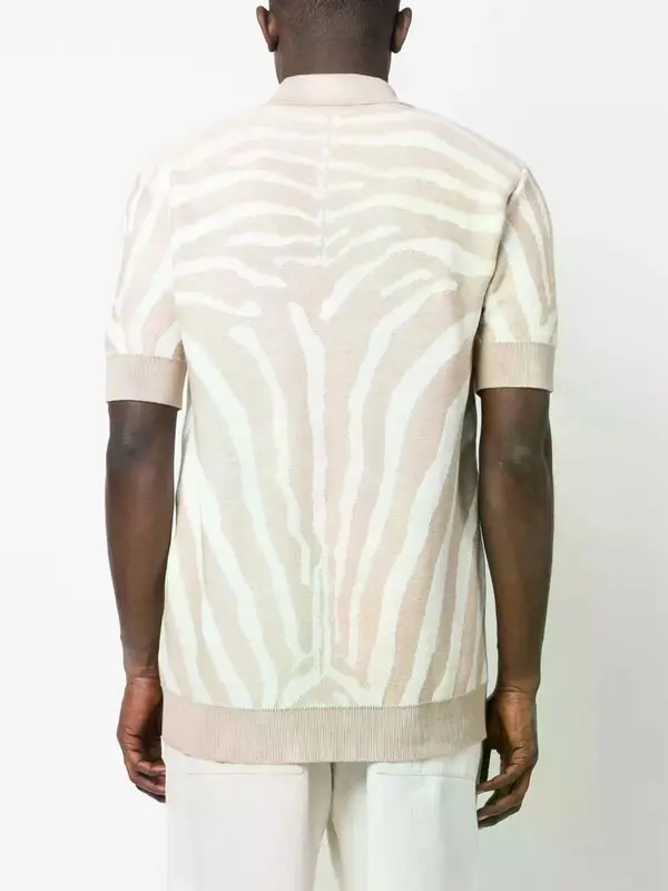 Balmain Zebra-jacquard Polo Shirt