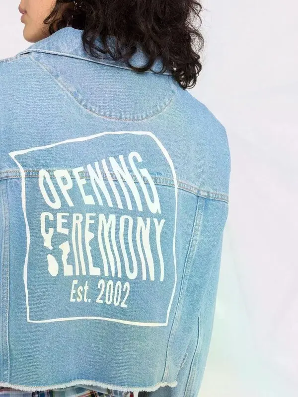 Opening Ceremony Logo Print Cropped Denim Jacket