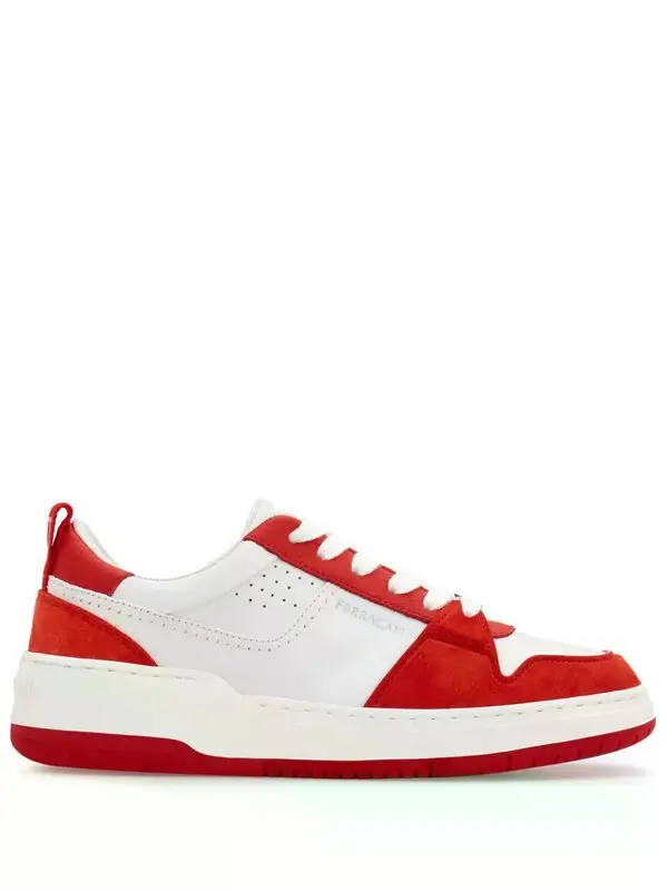 FERRAGAMO Panelled Leather Sneakers - Red
