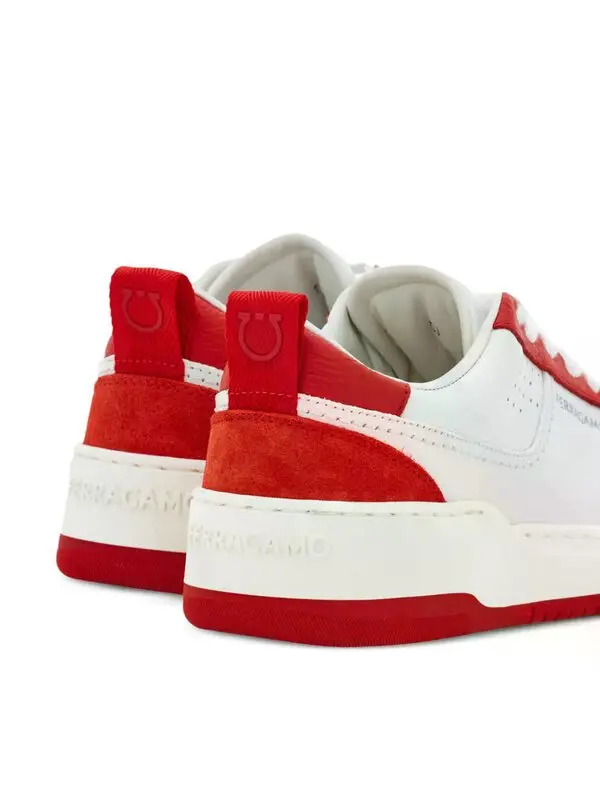FERRAGAMO Panelled Leather Sneakers - Red