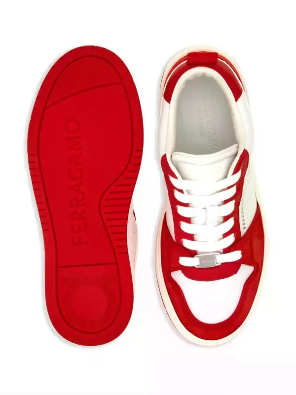 FERRAGAMO Panelled Leather Sneakers - Red