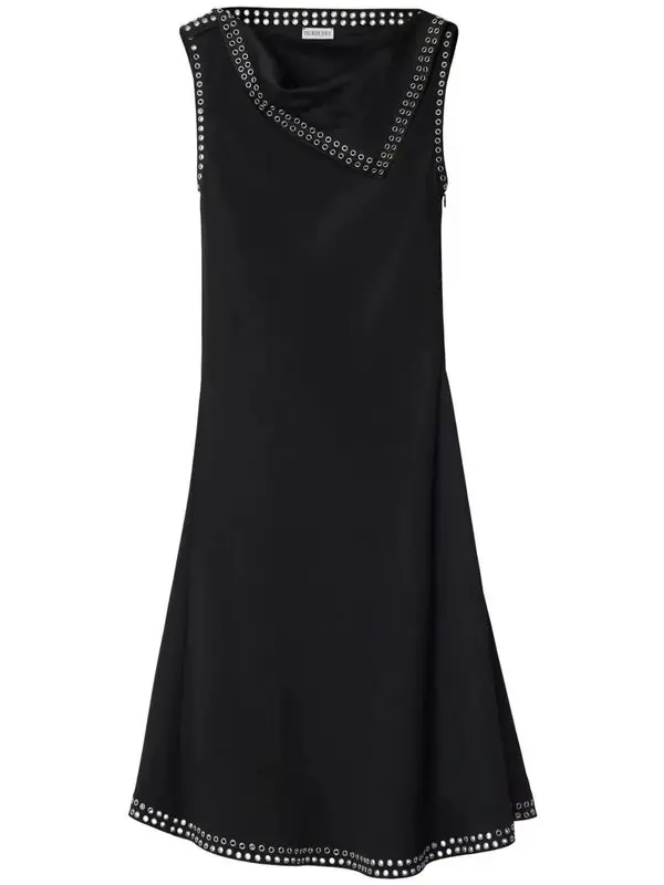 Burberry Eyelet-trimmed Satin Midi Dress - Black