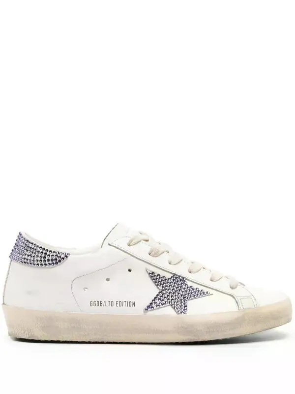 GOLDEN GOOSE Super-star Embellished Leather Sneakers - White