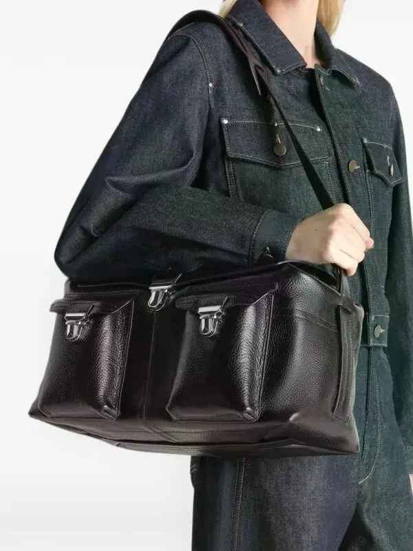 LEMAIRE Gear Pebbled Holdall Bag - Brown