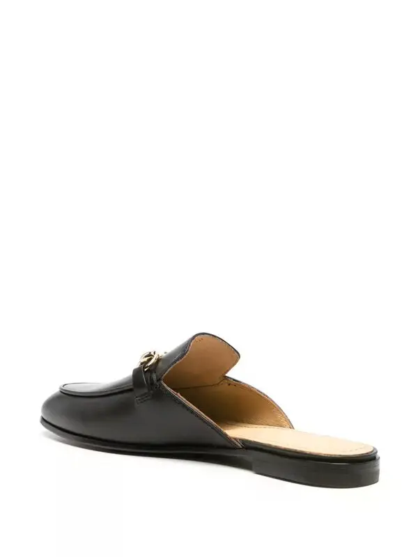 SCAROSSO Horsebit Detail Leather Mules - Black