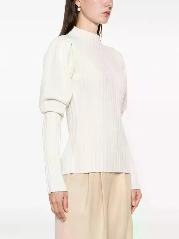 Chloé Ribbed-knit Cashmere Jumper With High Neck And Gigot Sleeves