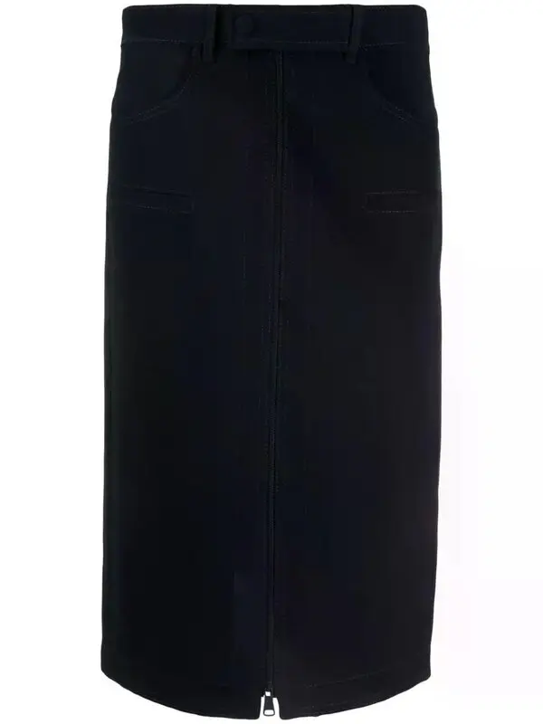 N°21 Zip-up Midi Pencil Skirt - Blue