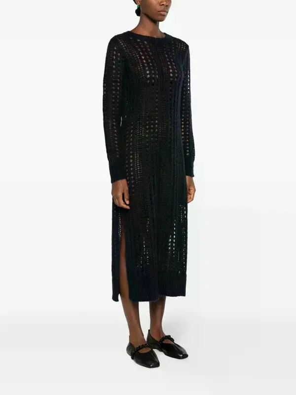 GANNI Open-knit Mohair-blend Dress