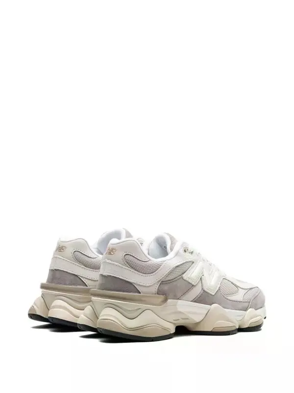 NEW BALANCE 9060 Oatmeal Canvas And Suede Sneakers - Grey