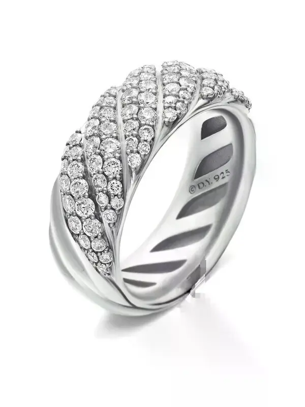 David Yurman Sterling Sculpted Cable Diamond Band Ring