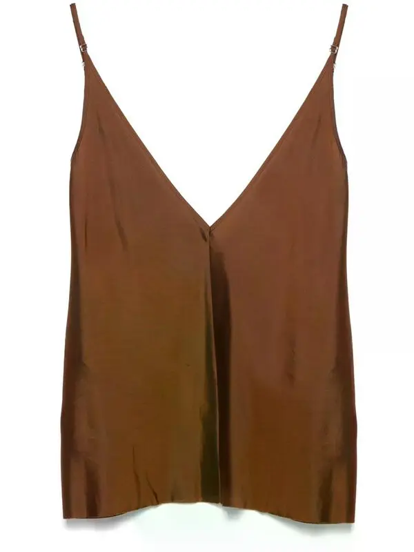 BETTTER V-neck Spaghetti Strap Tank Top - Brown