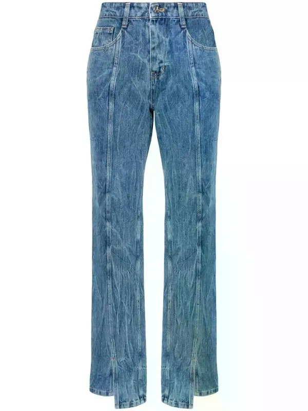 Lvir Washed Denim Jeans With Crinkled Finish