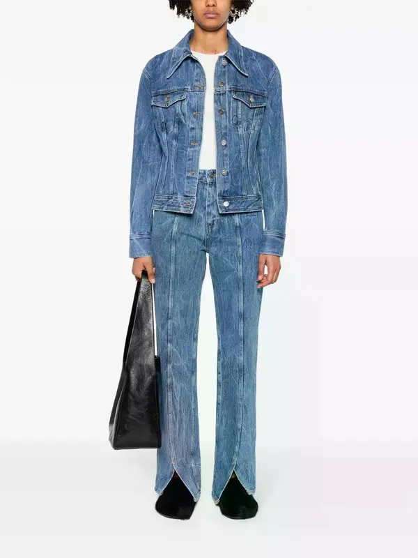 Lvir Washed Denim Jeans With Crinkled Finish