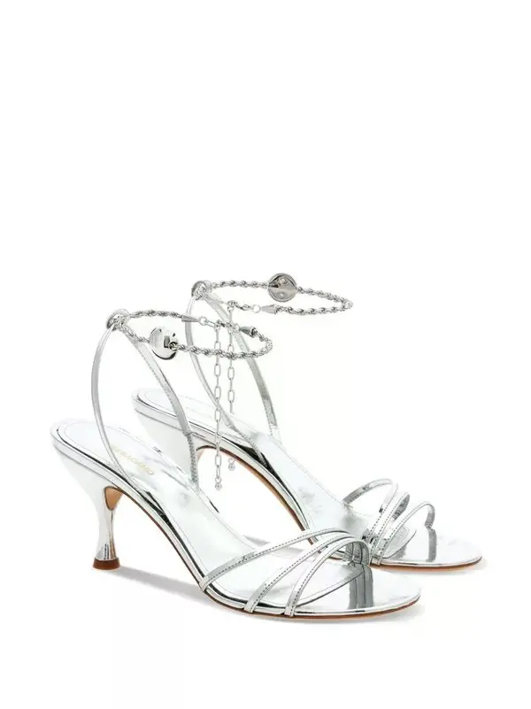 FERRAGAMO 70mm Patent Leather Strappy Sandals - Silver