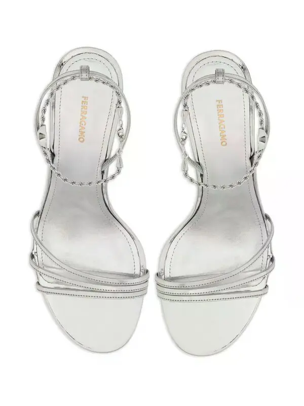 FERRAGAMO 70mm Patent Leather Strappy Sandals - Silver