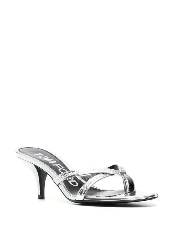 TOM FORD Metallic Leather Sandals With -tone Logo Detail