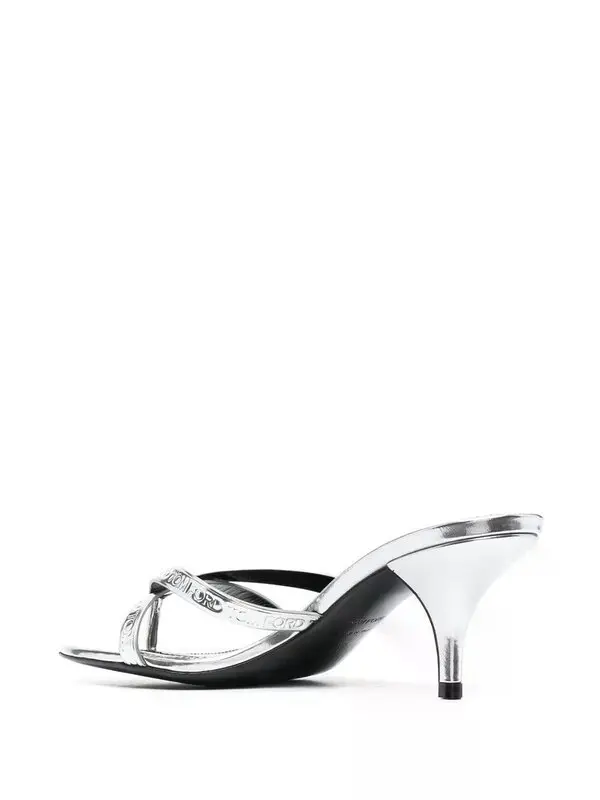 TOM FORD Metallic Leather Sandals With -tone Logo Detail
