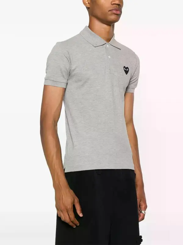Play Comme Des Garcon Piqué Polo Shirt With Heart Patch