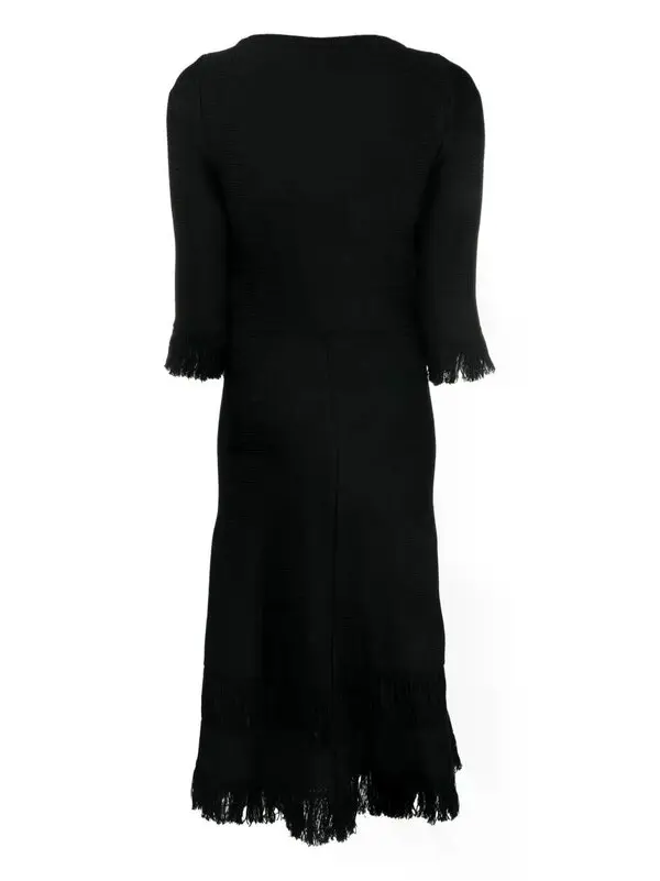 CHARLOTT Knit Wool Dress With Fringe Detail