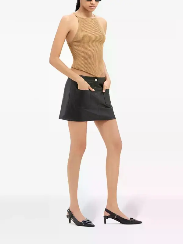 COURREGES Lambskin Leather A-line Mini Skirt