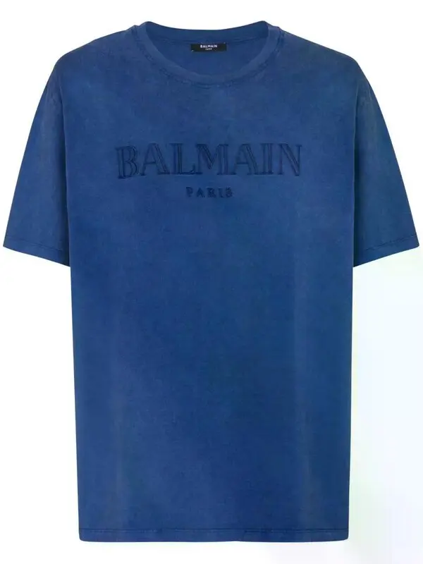 Balmain Loose T-shirt With Vintage Embroidery - Blue