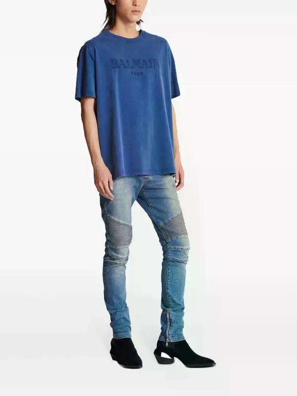 Balmain Loose T-shirt With Vintage Embroidery - Blue