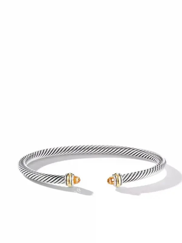 David Yurman 18kt Yellow Gold And Sterling Classic Cable Bracelet With Citrine - Silver