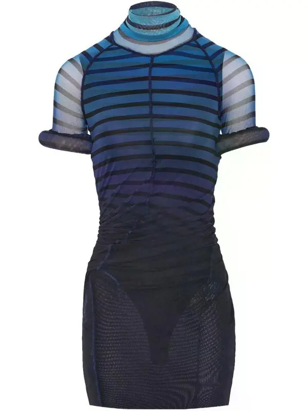JEAN PAUL GAULTIER Striped Mesh Mini Dress