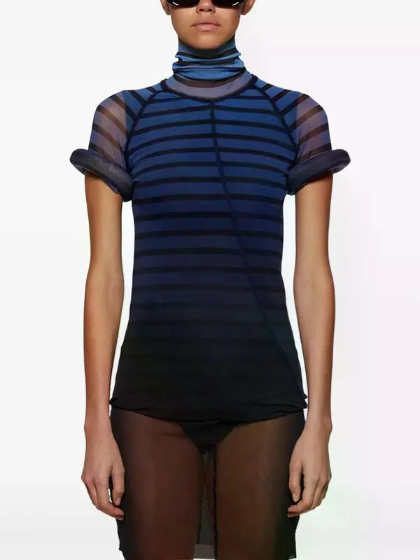 JEAN PAUL GAULTIER Striped Mesh Mini Dress