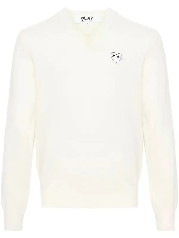 Play Comme Des Garcon Wool Jumper With Heart Patch - Neutrals