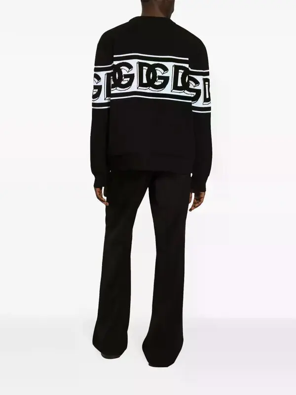 Dolce & Gabbana Intarsia Knit Logo Crew Neck Jumper