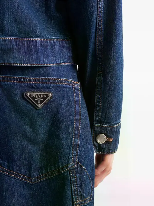Prada Logo Plaque Denim Bermuda Shorts