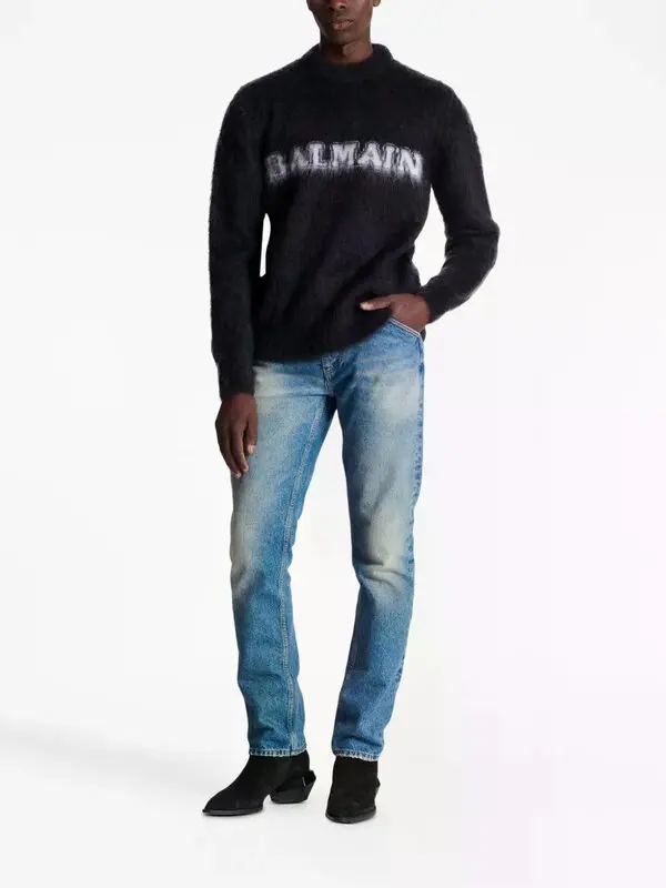 Balmain Brushed Finish Logo Print Jumper